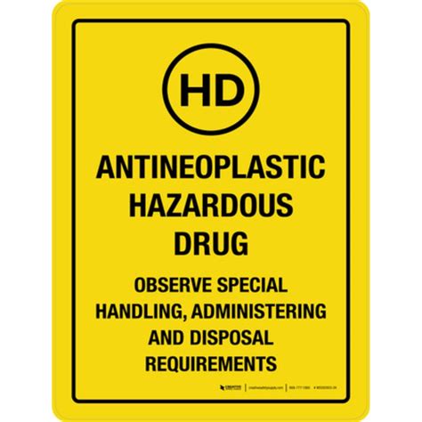 Antineoplastic Hazardous Drug Portrait Wall Sign Comprehensive