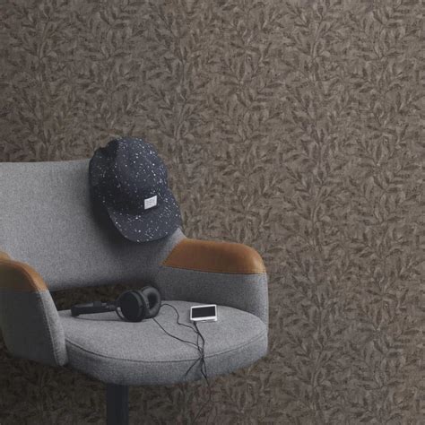 Metallic Leaf By Albany Anthracite Wallpaper Wallpaper Direct