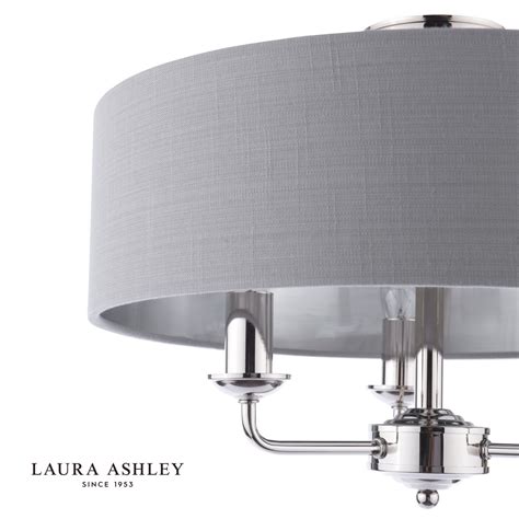 Laura Ashley Sorrento 3 Light Semi Flush Polished Nickel With Charcoal