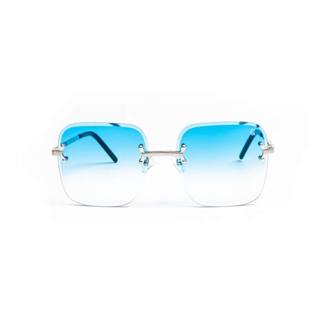 Mens Vintage Classis C Square Sunglasses Silver Blue Vintage