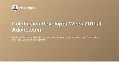 ColdFusion Developer Week At Adobe