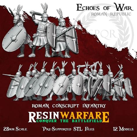 3d Printable Roman Conscripts Echoes Of War Punic Wars By Resinwarfare
