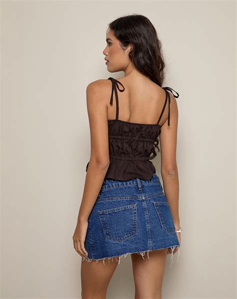Brown Ruched Tie Top Chibi Motelrocks Com Us
