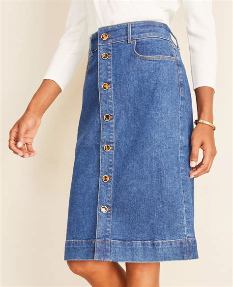 Denim Button Front Skirt