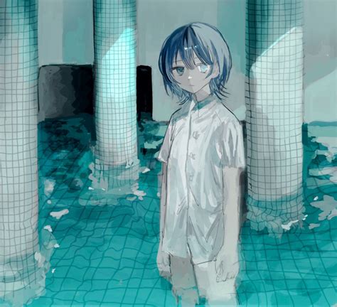 Oqo 808 Original Highres 1boy Blue Eyes Blue Hair Buttons Closed