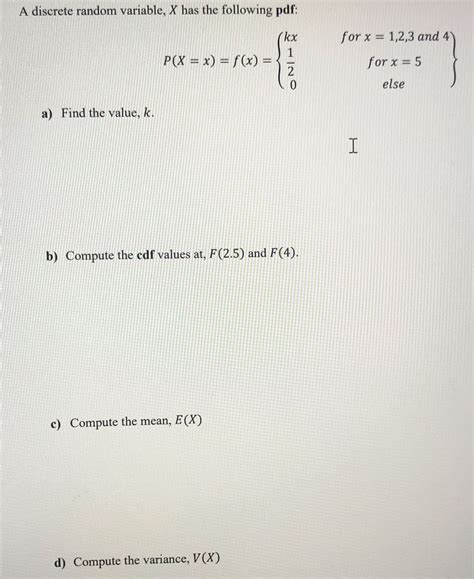 solved a discrete random variable x ﻿has the following