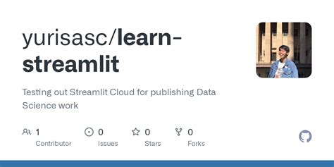 Github Yurisasc Learn Streamlit Testing Out Streamlit Cloud For Publishing Data Science Work