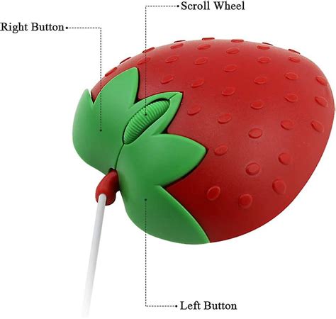 Usb Wired Mouse Cute Fruit Strawberry Shape Wired Mouse Portable Mini Optical Mice Cartoon