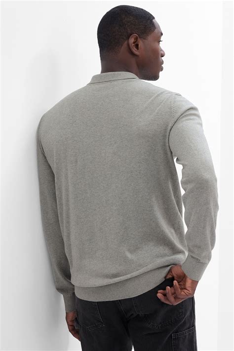 Buy Grey Knit Long Sleeve Polo Shirt From The Gap Online Shop