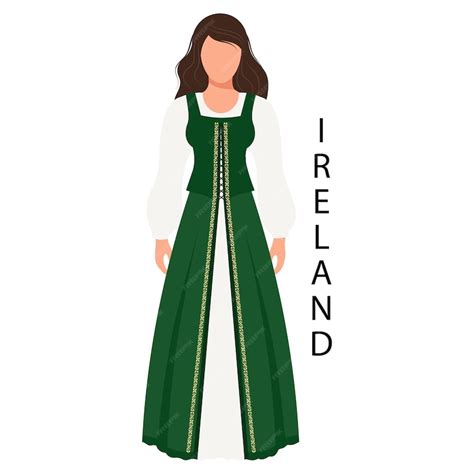 Premium Vector Woman In Irish Folk Costume Culture And Traditions Of