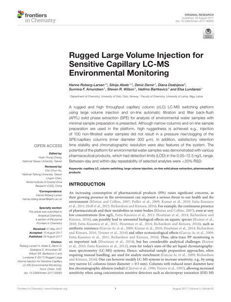 Pdf Rugged Large Volume Injection For Sensitive Capillary Lc Ms