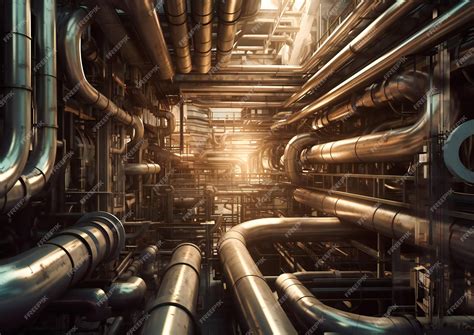 Premium Photo A Large Industrial Plant With Pipe And Pipes