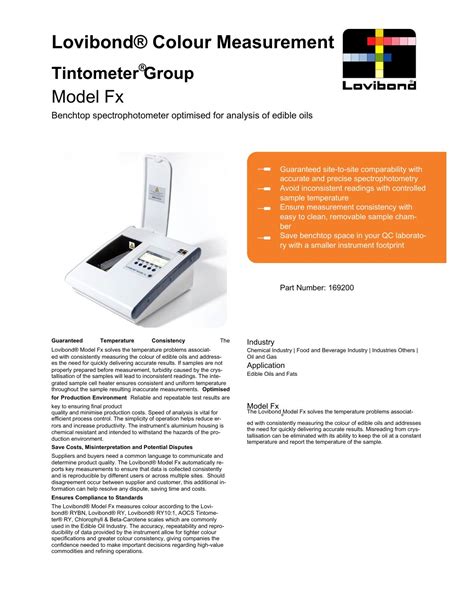 Lovibond® Datasheets Your Go To Guide For Comprehensive Information