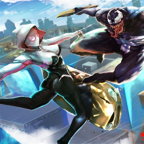 2048x2048 Spider Gwen And Venom Art Ipad Air Hd 4k Wallpapers Images