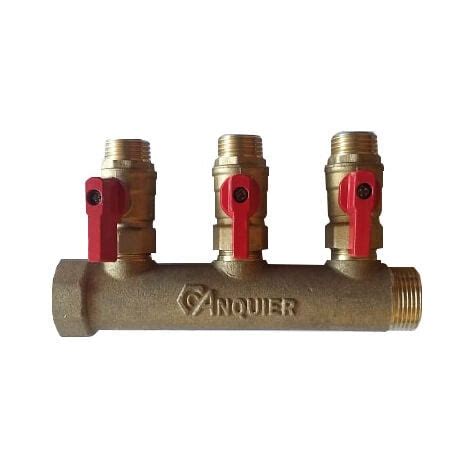 Collecteur Entraxe 50mm Mâle Femelle 34 4 Départs Mini Vannes Collées Mâle 12