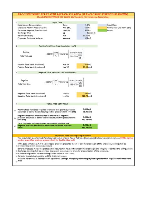 Fk 5 1 12 Vent Area And Pressure Excursion Calculation Pdf