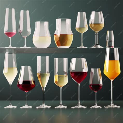 Multiple Glasses Of Wine Different Varieties Premium Ai Generated Image