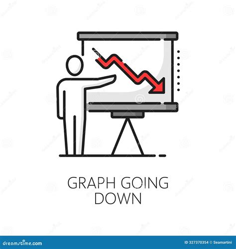 Economic Crisis Downward Graph Color Line Icon Stock Illustration