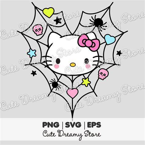 Halloween Hello Kitty Spider Web Clipart Svg Png Eps Vector Cute