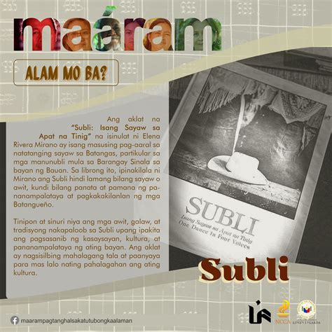 Maaram 𝐀𝐥𝐚𝐦 𝐌𝐨 𝐁𝐚 Ang Aklat Na “subli Isang Sayaw Sa Apat Na Tinig