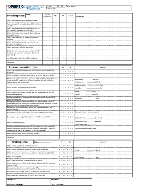 Precast Inspection Checklist Pdf Concrete Secondary Sector Of