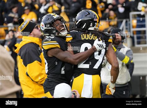 Pittsburgh Steelers Cornerback Brandin Echols 26 Celebrates A Pick Six By Pittsburgh Steelers