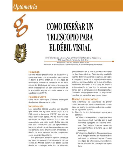Como Diseﾑar Un Telescopio Para El Dﾉbil Visual
