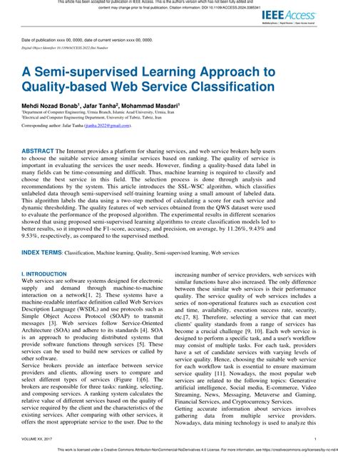 Pdf A Semi Supervised Learning Approach To Quality Based Web Service Classification