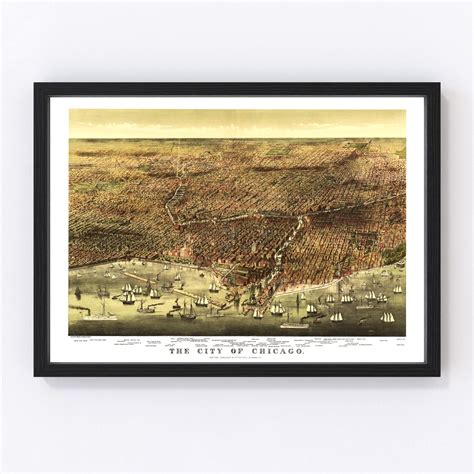 Vintage Map Of Chicago Illinois 1892 By Teds Vintage Art Birds Eye