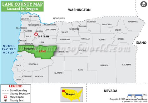 Lane County Map Oregon