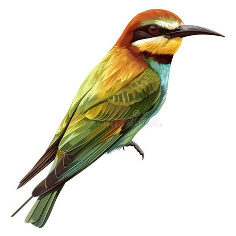 Vibrant Bee Eater Bird Illustration On White Background Generative Ai
