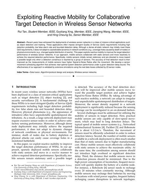 Pdf Exploiting Reactive Mobility For Collaborative Target Detection