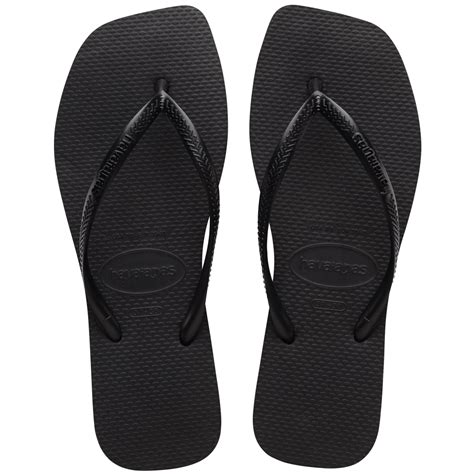 Womens Slim Square Flip Flops Black Havaianas