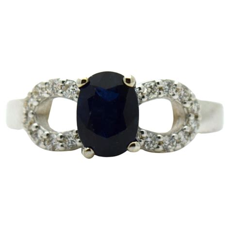 Dark Blue Sapphire Ring 18kt Gold For Sale At 1stdibs