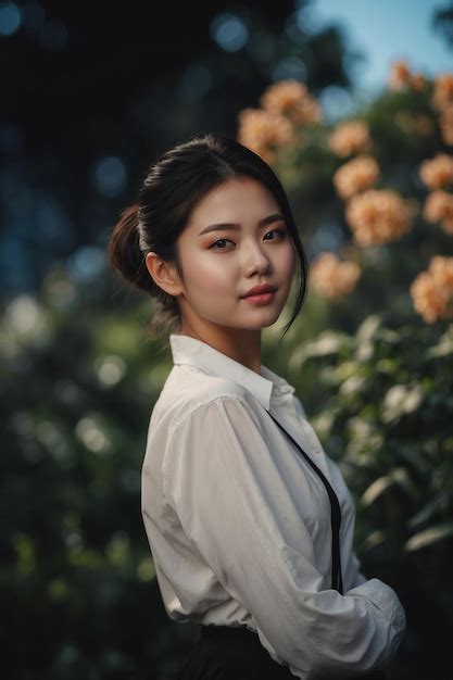 Premium Photo Beautiful Vietnamese Girl In White Collared Shirt
