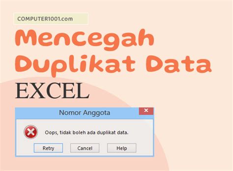 cara mencegah duplikat data di excel