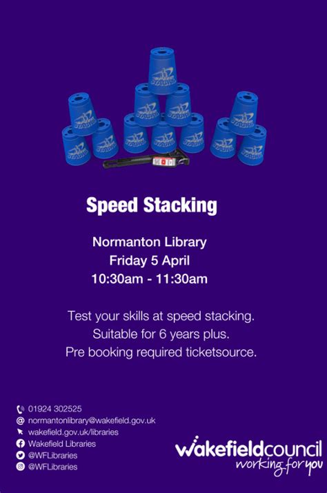 Speed Stacking At Normanton Library And Community Centre Event Tickets From Ticketsource