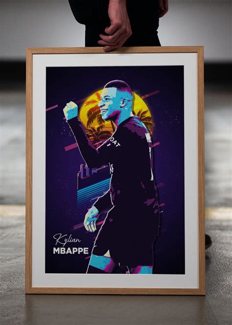 Kylian Mbappe Neon Retro Poster Von Idn Work Space Printler
