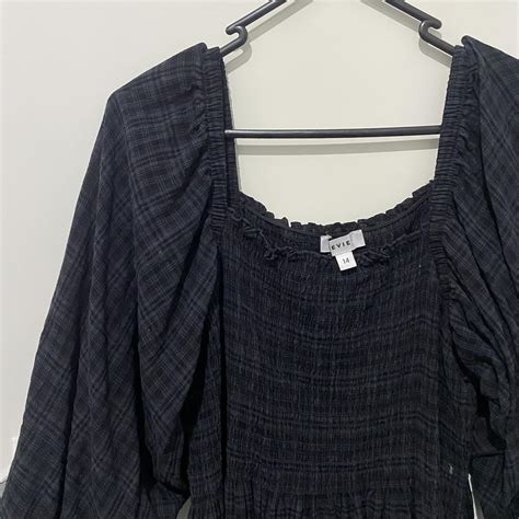 Blackcharcoal Checkered Midi Dress Size 14 Depop
