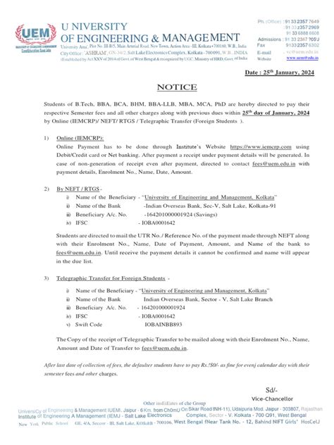 Fees Noticejan 2024 Pdf Financial Technology Finance And Money