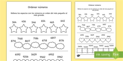 Ficha De Actividad Ordenar Números