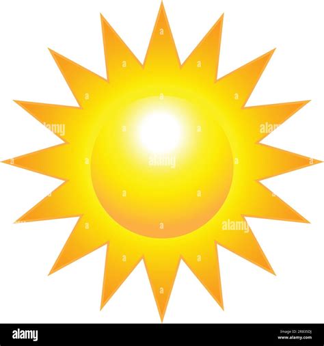 Shining Sun Isolated On White Background Vector Illustration Stock