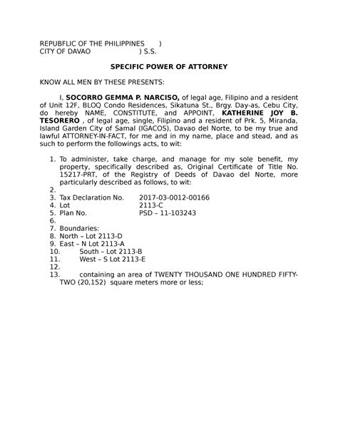 Gpa Documents Repubflic Of The Philippines City Of Davao S