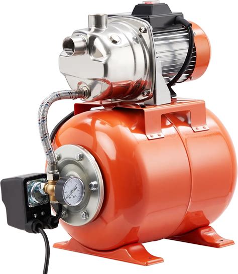 34hp Shallow Well Pump With Pressure Tank Stainless Steel 115v