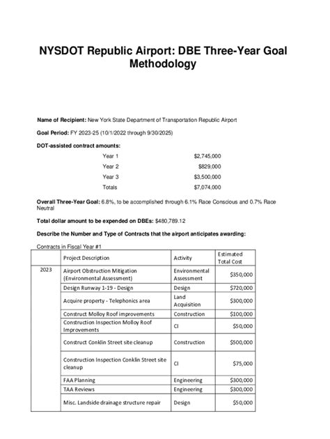 Fillable Online Nysdot Republic Airport Dbe Three Year Goal Methodology Fax Email Print Pdffiller