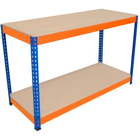 Monstershop S Rax 2 Shelf Blue And Orange Workbench 150 X 60cm Homebase