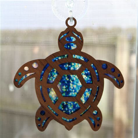 Turtle Suncatcher Wooden Etsy