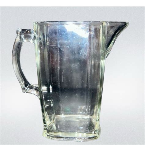 Mcm Small Rectangular Clear Glass Pitcher Thick Glass