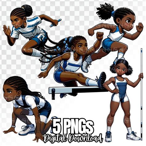 Youth Track And Field African American Girls Png Bundle Track And