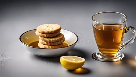 Tea Lemon And Biscuits Stock Illustration Illustration Of View